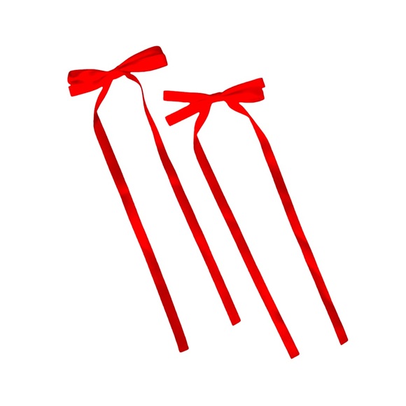 Accessories | Red Ribbon Bows Hair Clips Pair Of 2 Womens Girls Hair ...